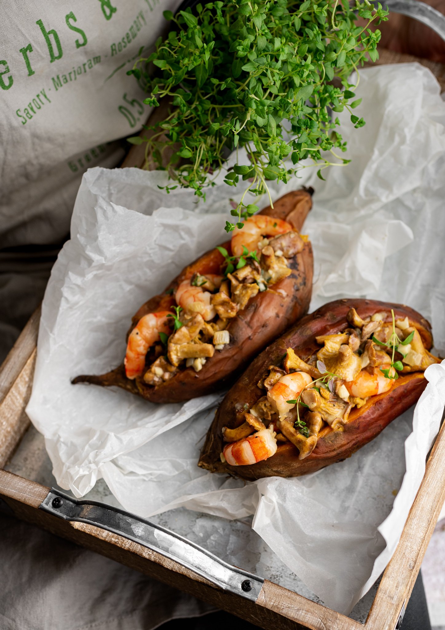 Batatai su voveraičių - krevečių įdaru | STEBUKLINGA MĖTA